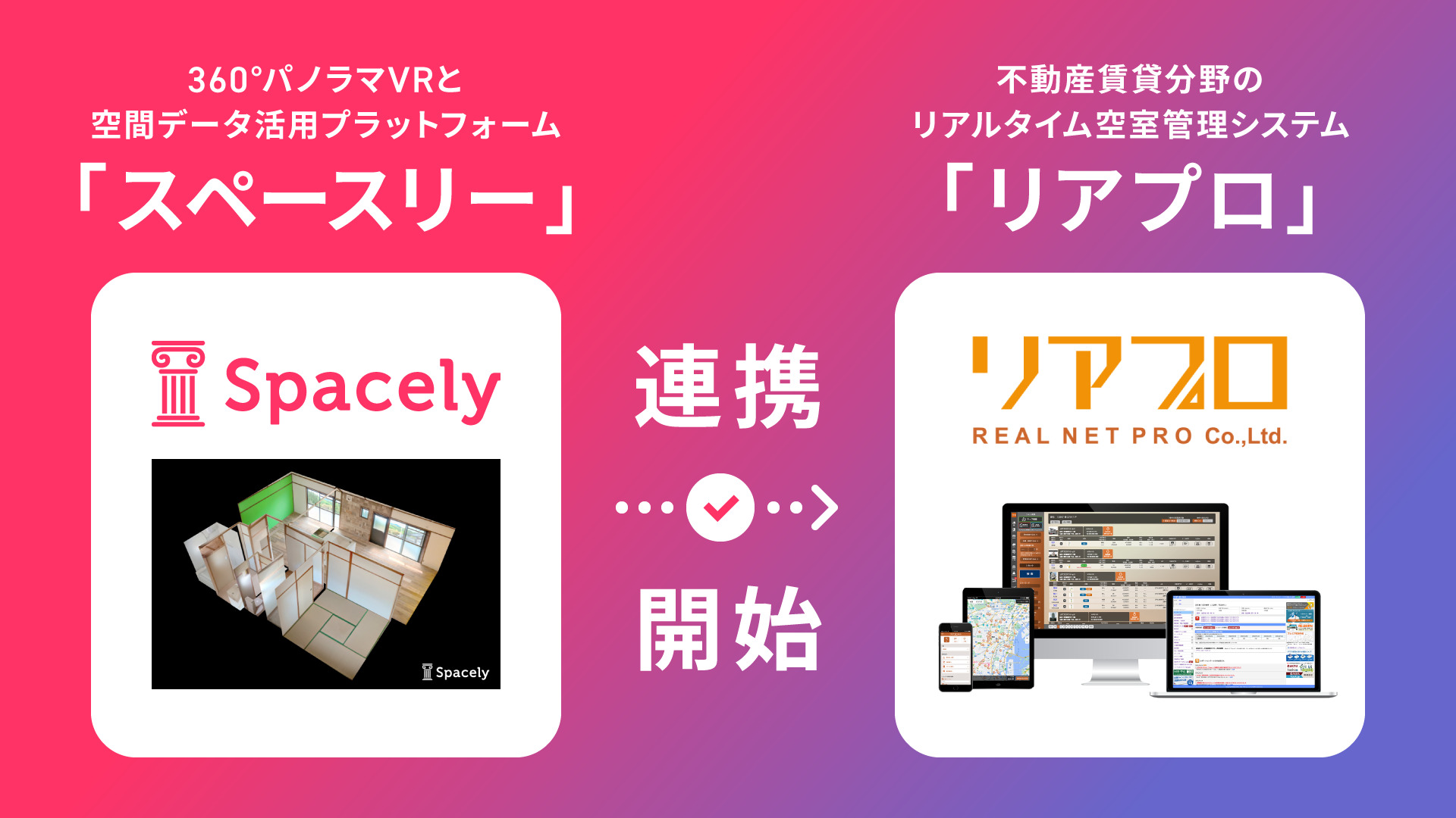 空間データ活用プラットフォームの「スペースリー」と不動産賃貸分野のリアルタイム空室管理システム「リアプロ」が連携開始 | 360°パノラマVR ...